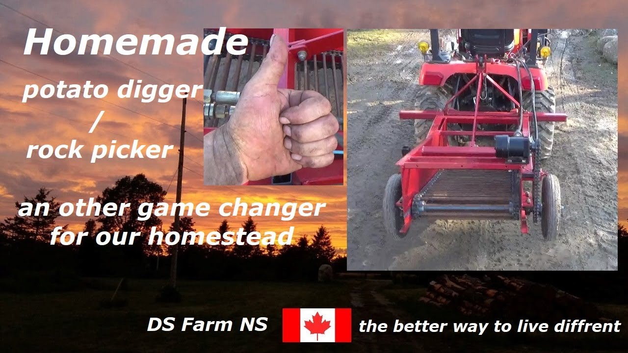 Home made potato digger or rock picker - YouTube