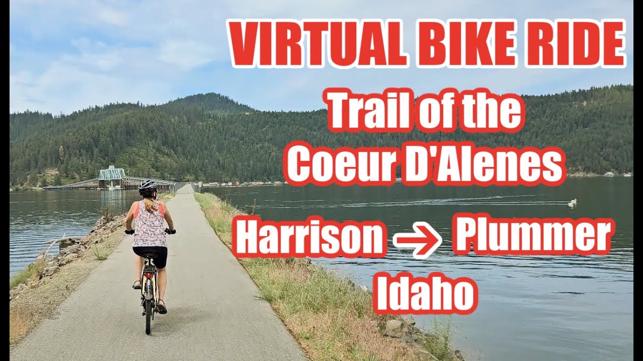 VIRTUAL BIKE RIDE - The Trail of the Coeur D'Alenes (Harrison to Plummer, Idaho) - YouTube