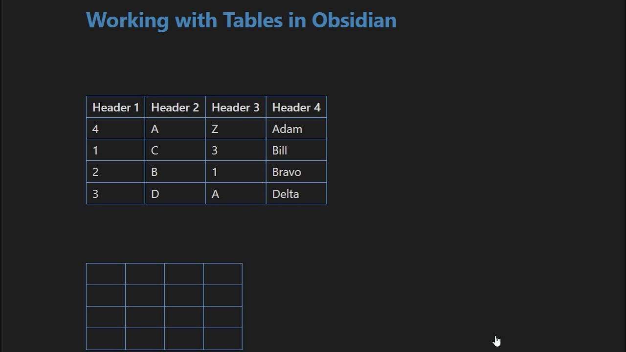 Working with Tables in Obsidian - YouTube