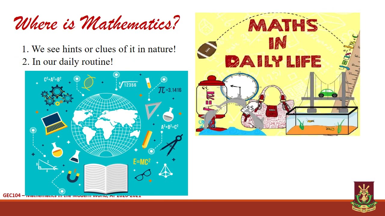GEC104 Video Lecture 1 Mathematics in our World Part 1 - YouTube