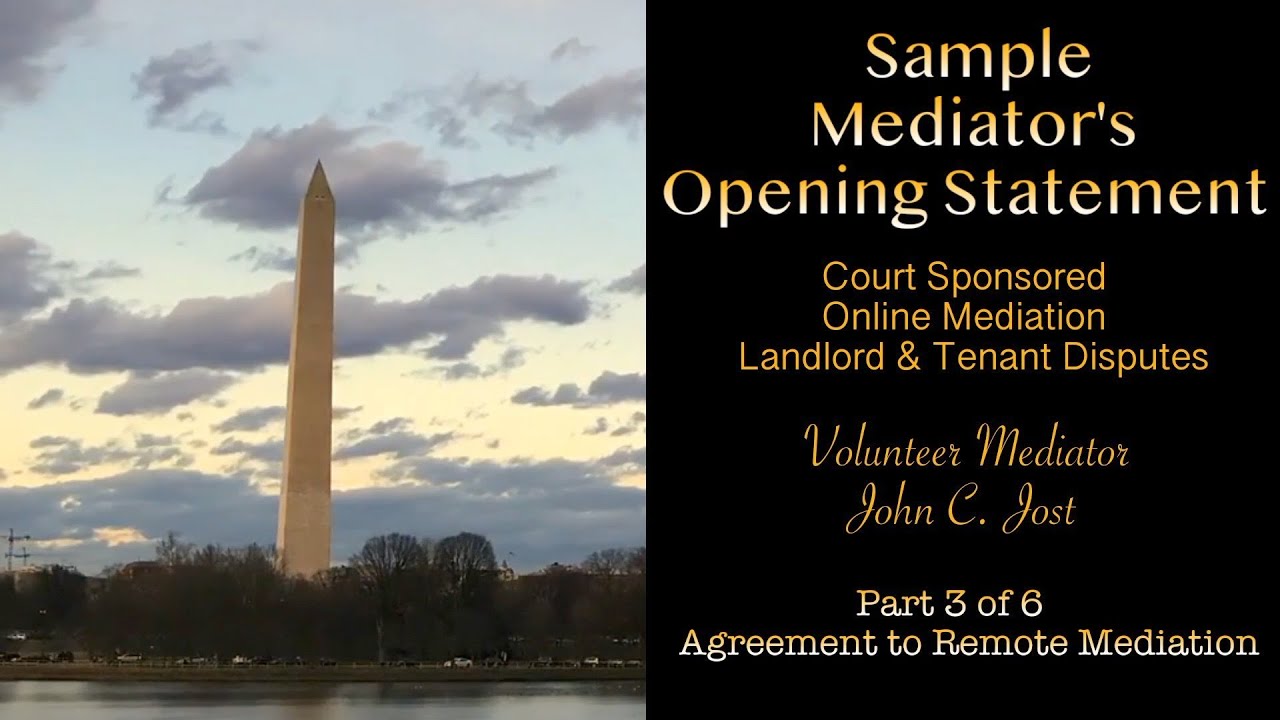 Part 3 - Example of a Mediator's Opening Statement - YouTube