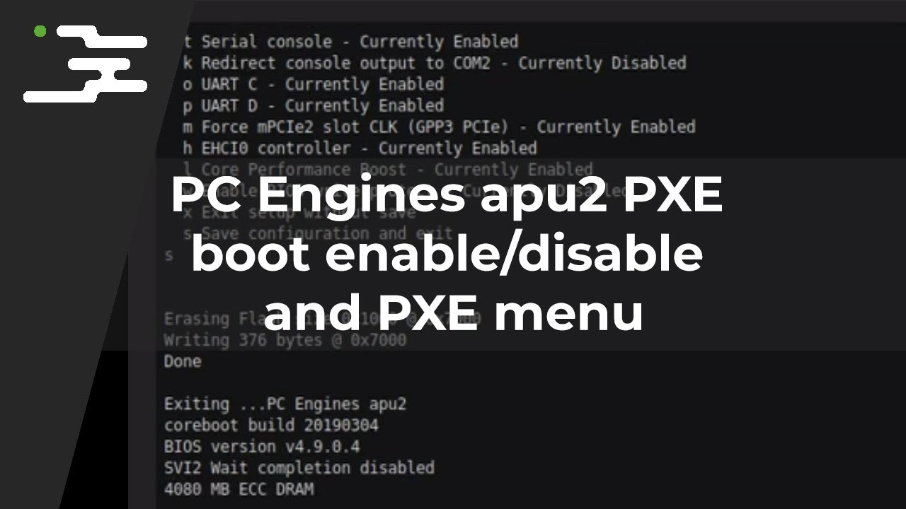 PC Engines apu2 PXE boot enable/disable and PXE menu - YouTube