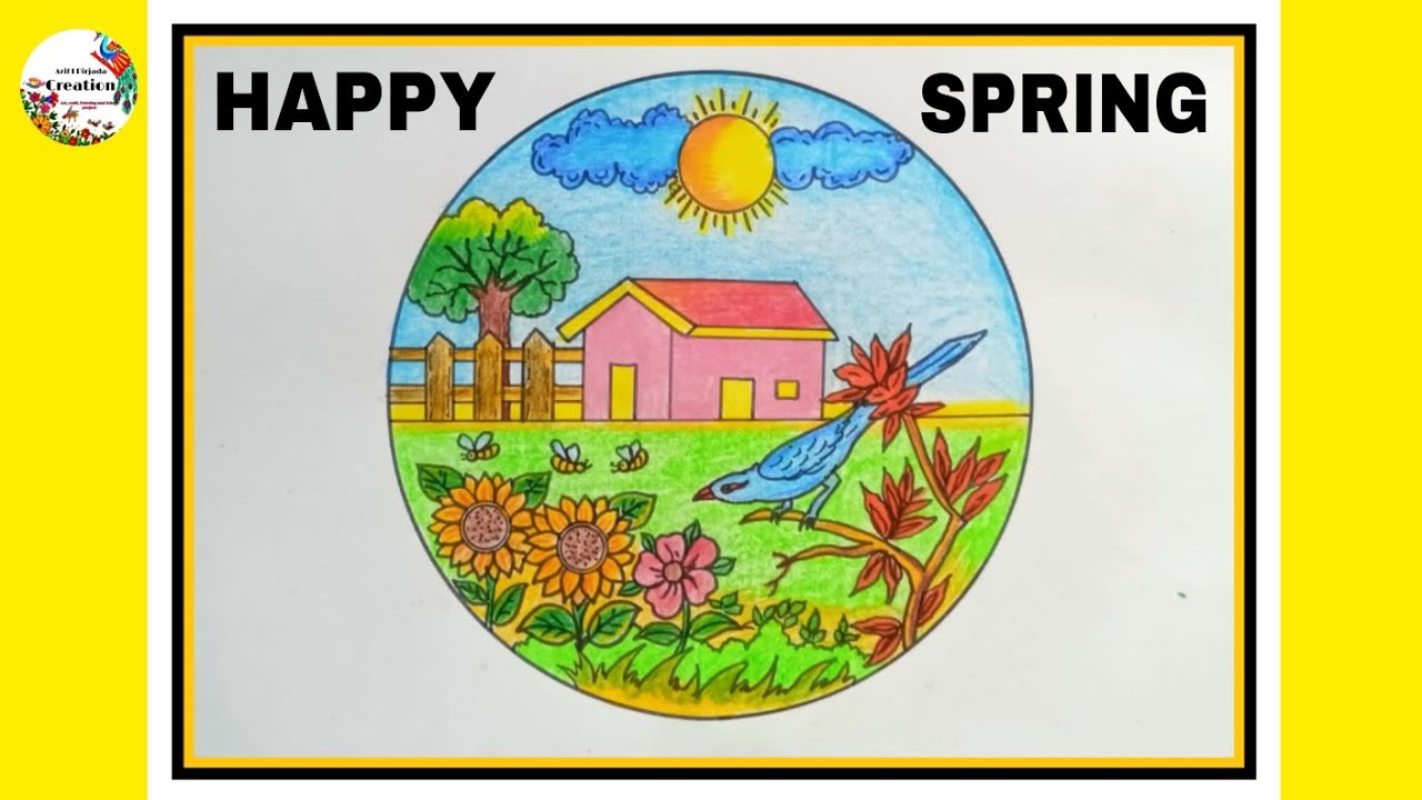 spring season drawing easy || How to Draw spring season drawing ...
