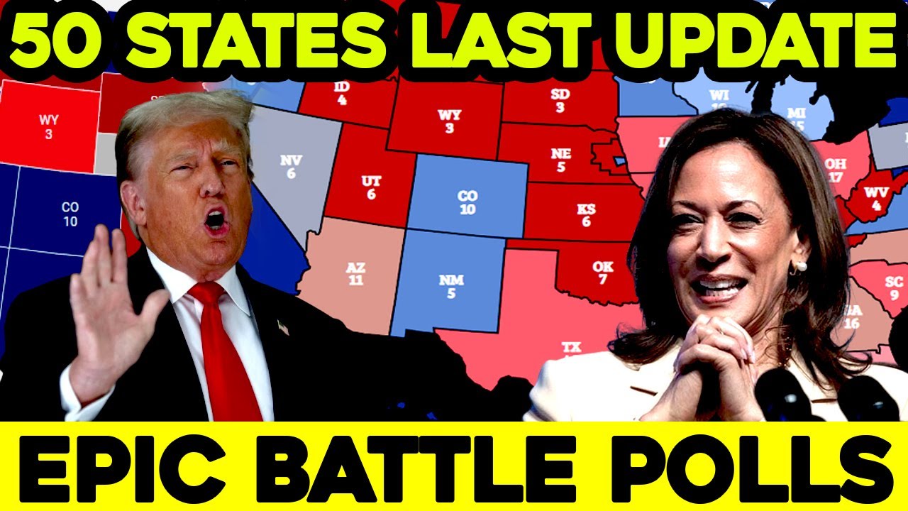 EPIC BATTLE! ALL 50 STATES Polling Data ! Trump Vs Harris 50 States Map ...