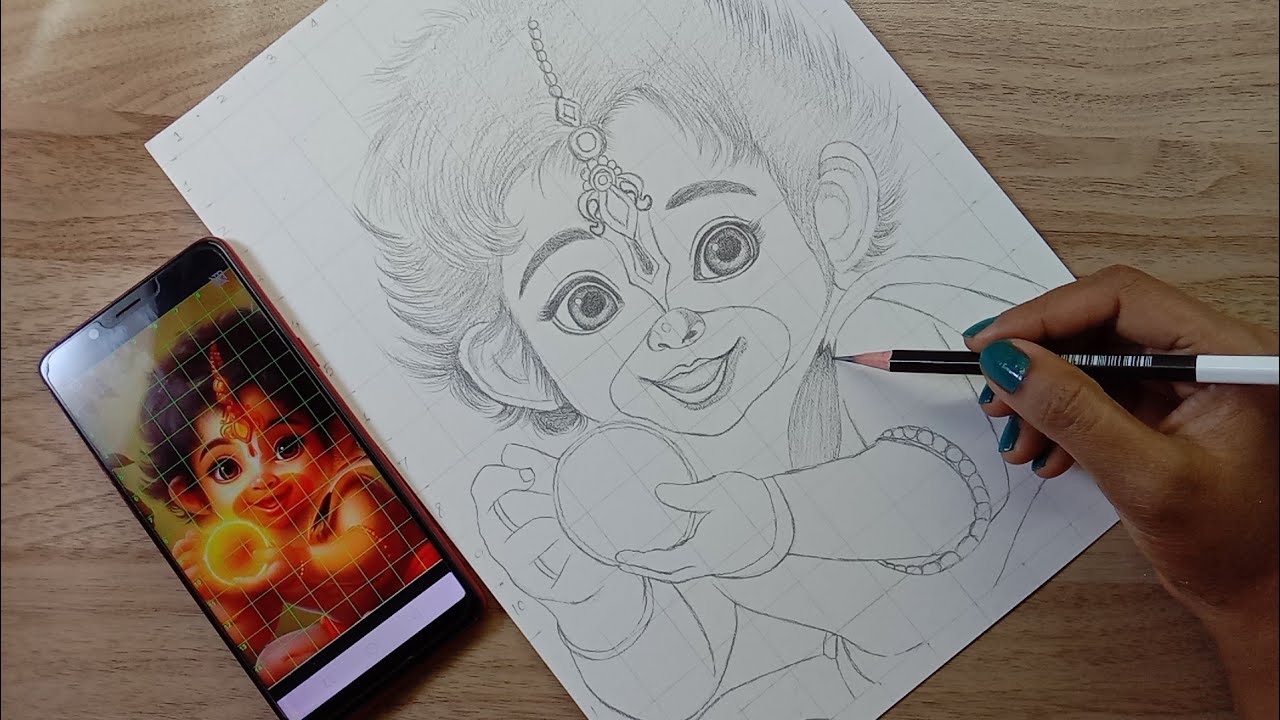 How to Draw Lord Hanuman / Hanuman ji Outline Drawing step by step ...
