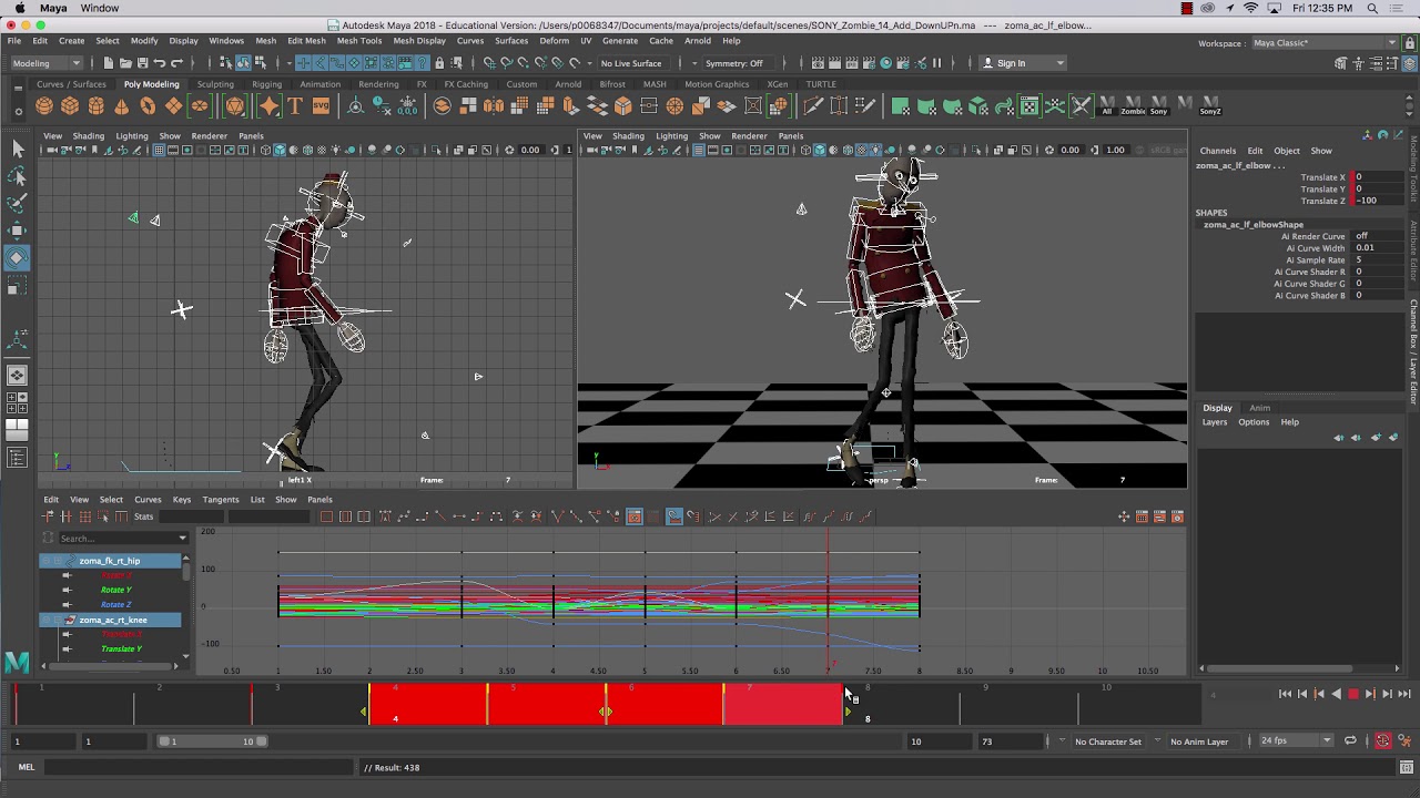 Zombie Walk Animation part 02 Adding Down and Up Pose - YouTube