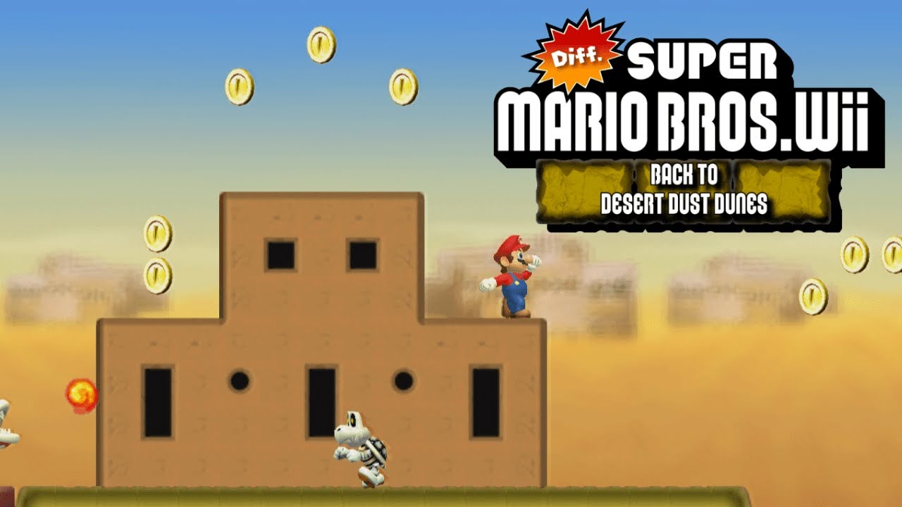 DIFF Super Mario Bros.Wii Back To Desert Dust Dunes 100% Complete Game ...