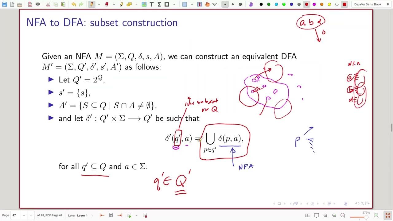 01204211/67 Disc. Math & Theory of Computation 12-1c - การสร้าง DFA จาก NFA (subset construction ...