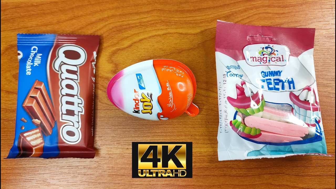Satisfying Candy Video | Kinder Joy vs Quattro Chocolate and Gummy ...