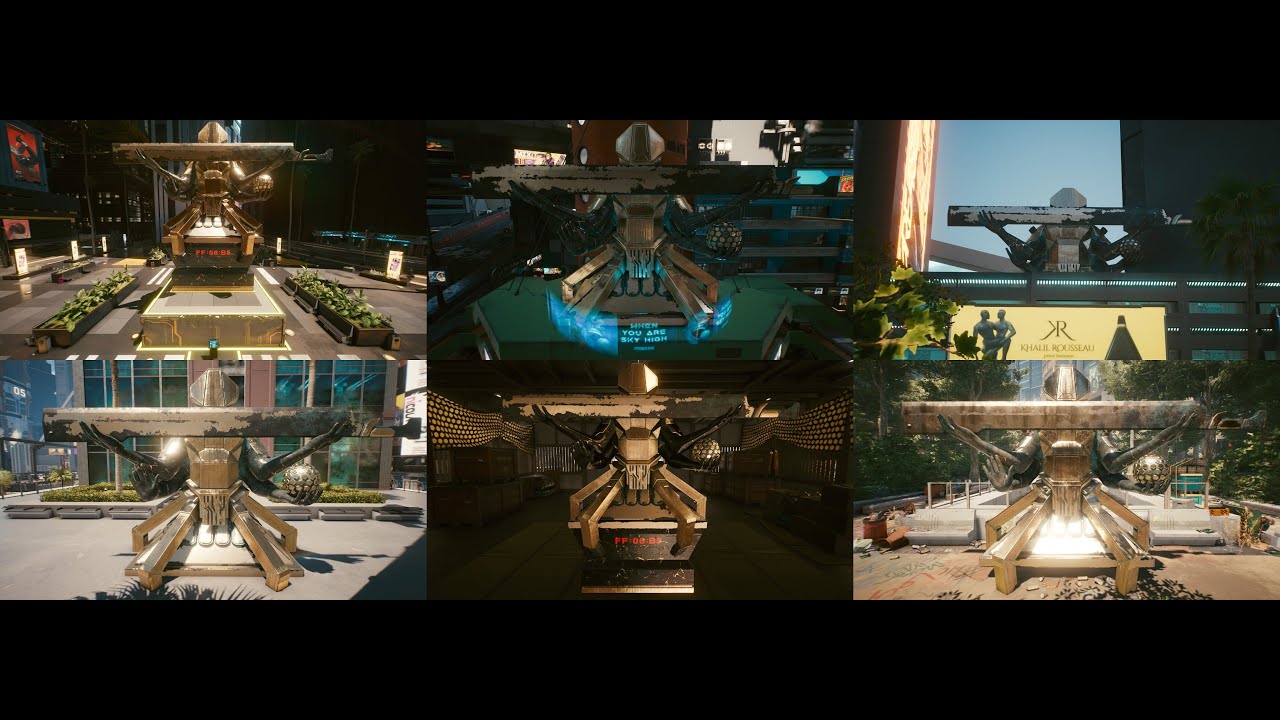 Cyberpunk 2077--every known large magenta statue location - YouTube