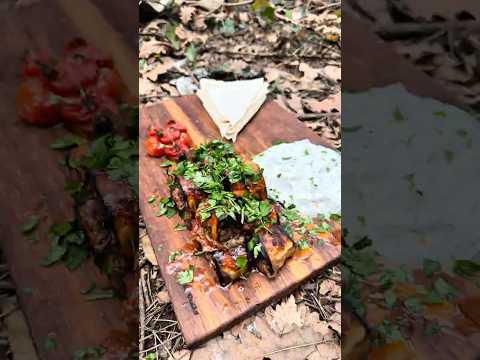 Orman usulü sarma patlıcan kebabı part 1 #camping #survival #cooking #soul #freedom #outdoorcooking