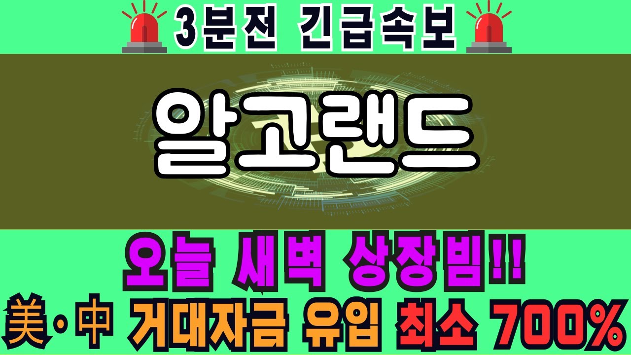 알고랜드 홍콩 인커버스 대규모 자금 유입 바로 00시간 폭등 확정 입니다알고랜드 알고랜드코인전망 알고랜드코인 Youtube