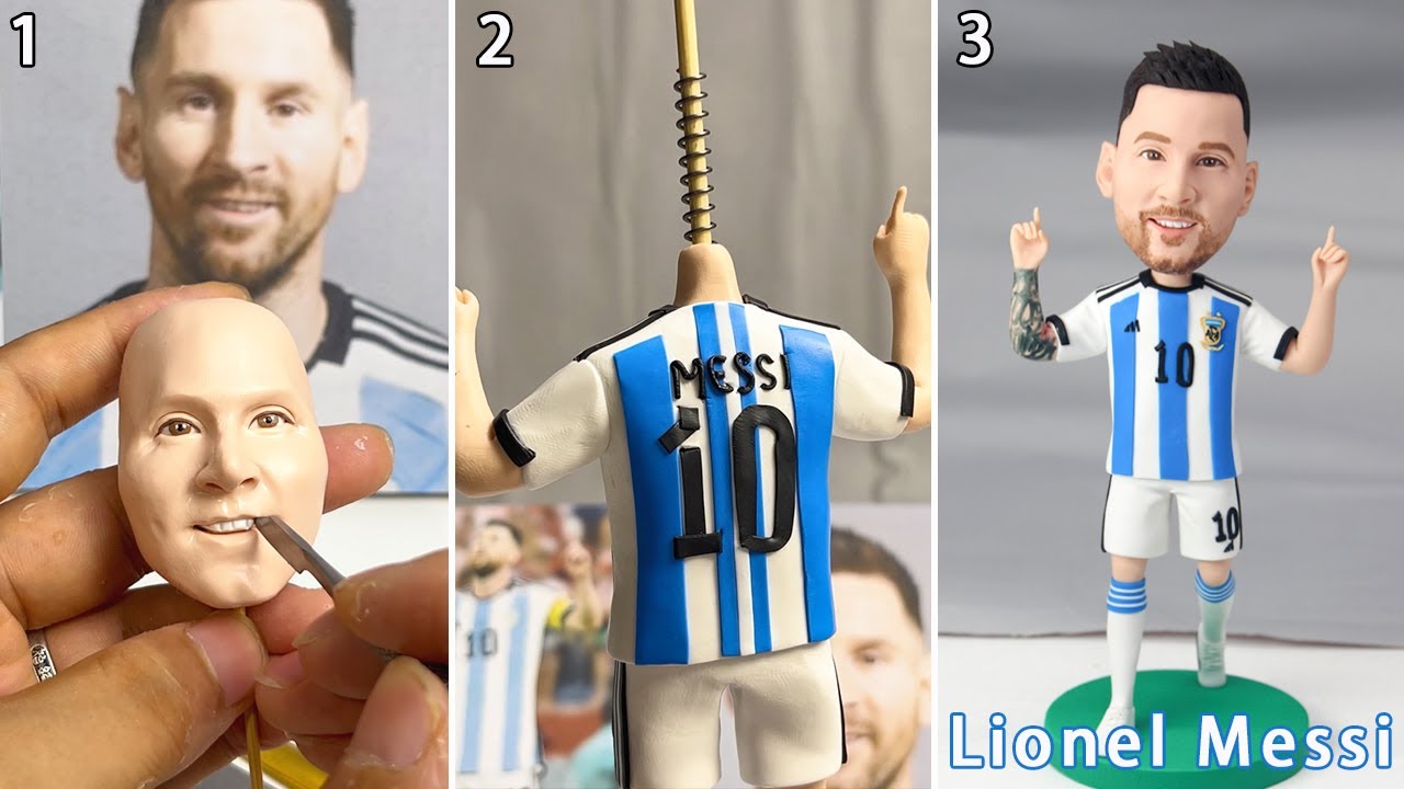 Handmade Sculpting Lionel Messi Figure From Polymer Clay - Football ...
