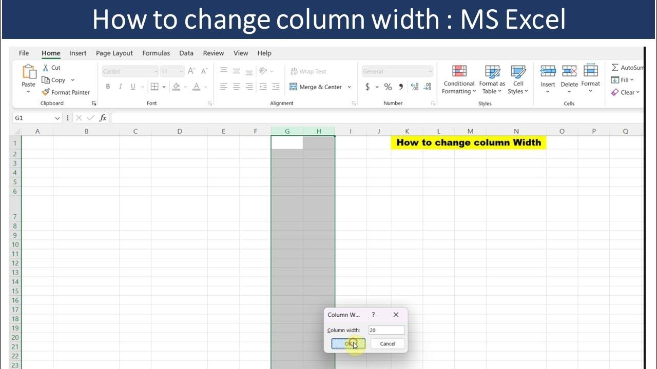 How to change Column Width : MS Excel | - YouTube