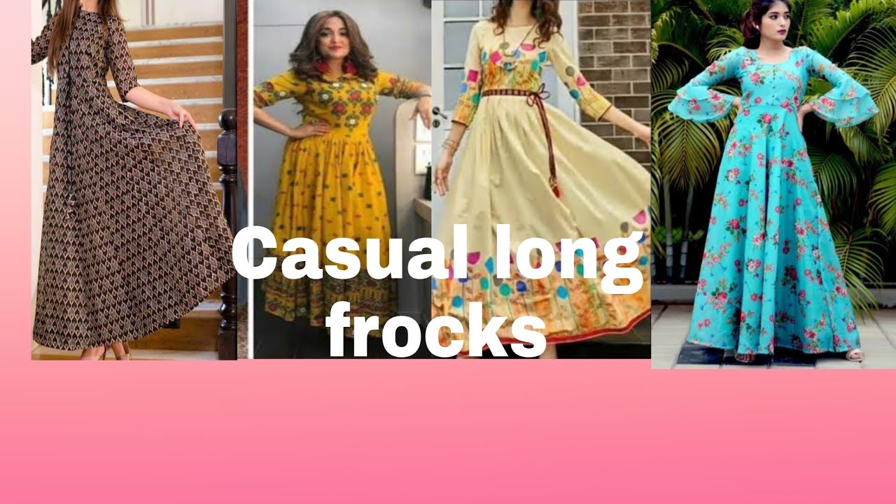 Casual long frocks designs ideas 2021||35+stylish long frocks designs ...