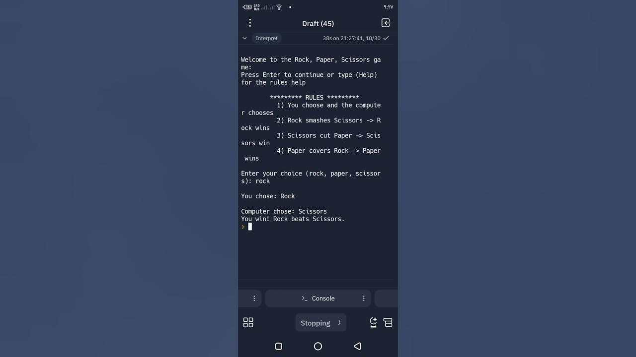احدى انجازات المبرمج الصغير مع OctuCode | مشروع لعبة حجى ورقة مقص ...