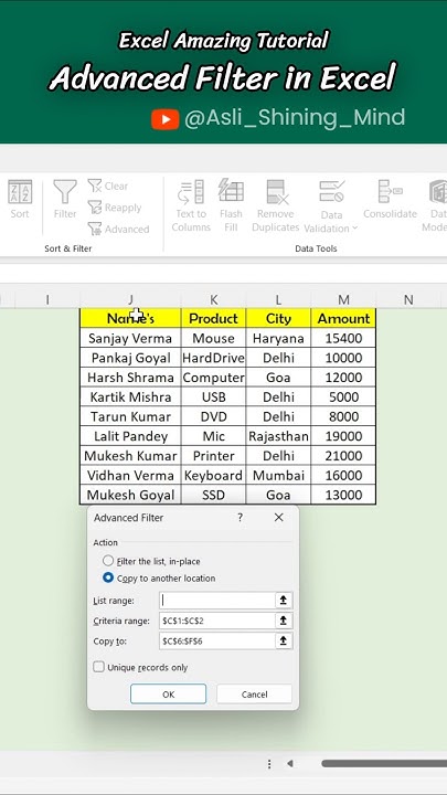 How to Use Advanced Filter Option in Excel🤯💥👨‍💻 Watch Product Sales ...