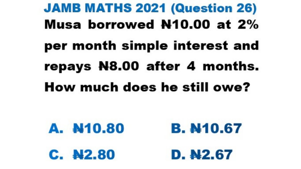 JAMB 2023: (Q. 26) | 2021 JAMB Mathematics Past Question and Answers ...