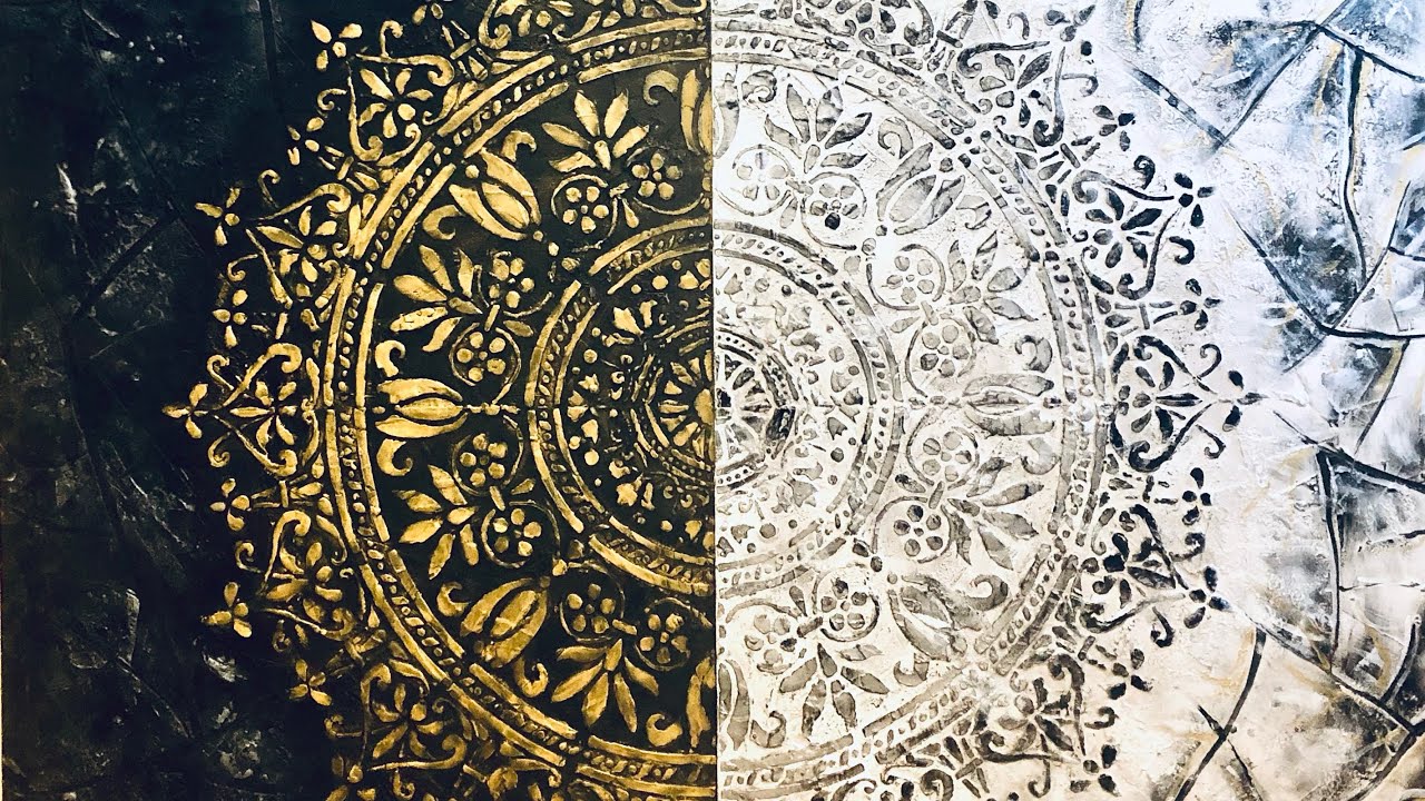 Large textured golden silver wall art painting by LiBo - YouTube