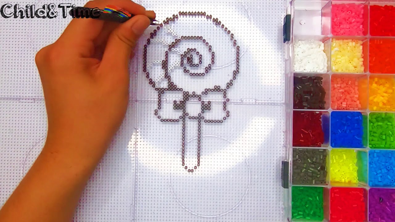 Candy lollipop perler beads diy for Kids. Child&Time.Art - YouTube
