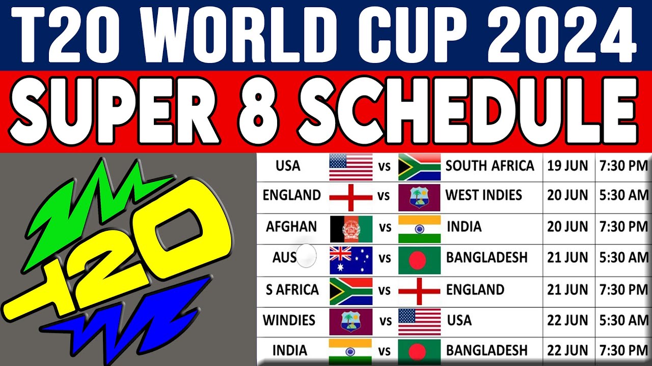 T20 World Cup 2024 Super 8 Schedule Time Table | Super 8 Schedule ICC ...