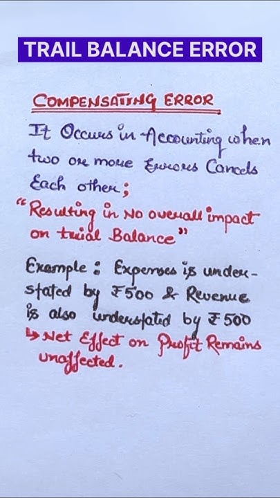Trial balance error | compensating error | class 11 accounting - YouTube