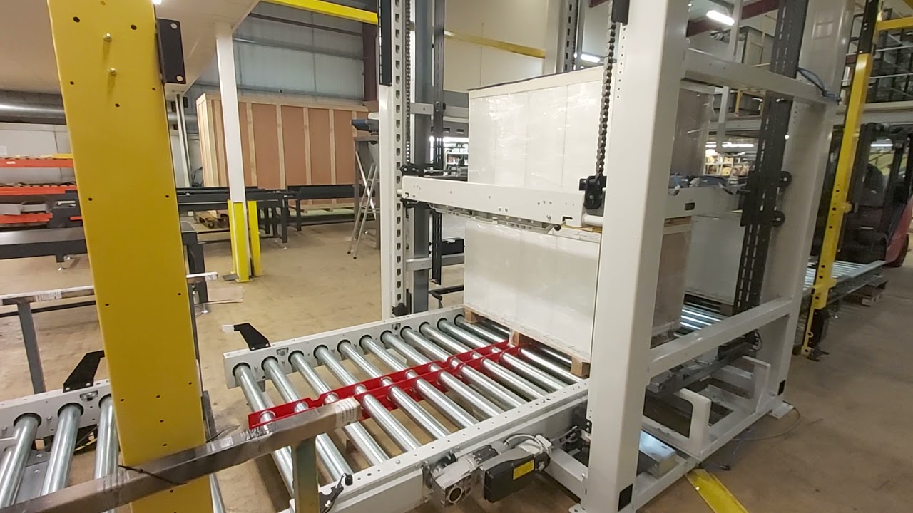 Fully automated pallet stacker - YouTube