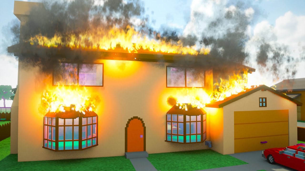 I SET the Simpsons house on fire with GAS CAN - Teardown - YouTube