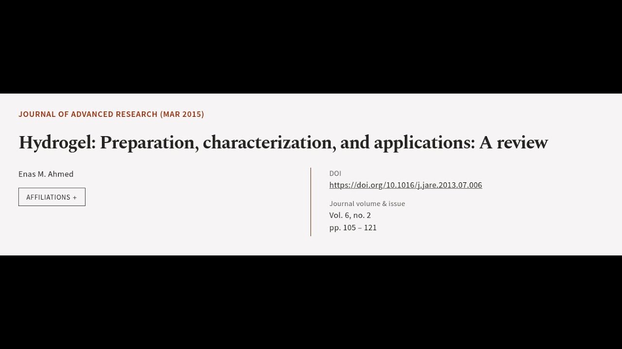 Hydrogel: Preparation, characterization, and applications: A review ...