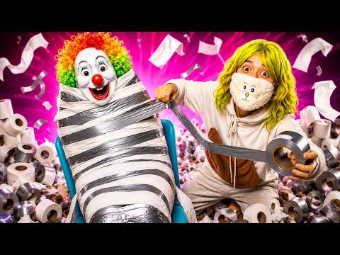 I Wrapped Clown in 100 Layers of Toilet Paper & Duct Tape! 😂😱