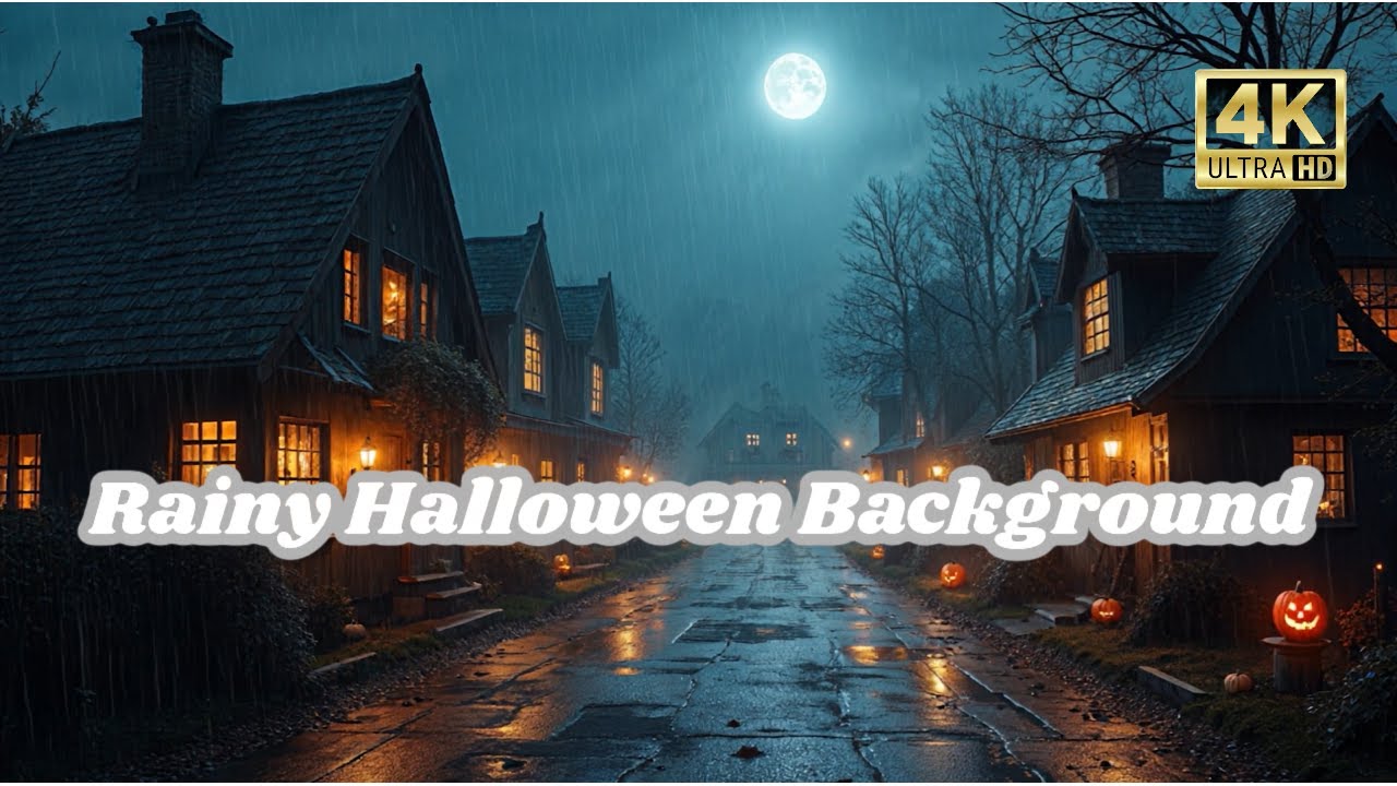 Spooky Halloween Rain Ambience | Relaxing Haunted Night Sounds for ...