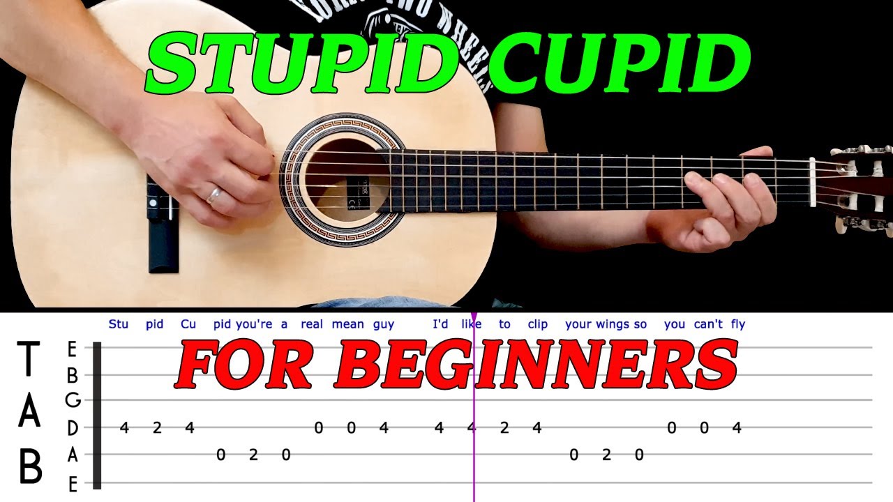 STUPID CUPID | Easy guitar melody lesson for BEGINNERS (with tabs) - Connie Francis - YouTube