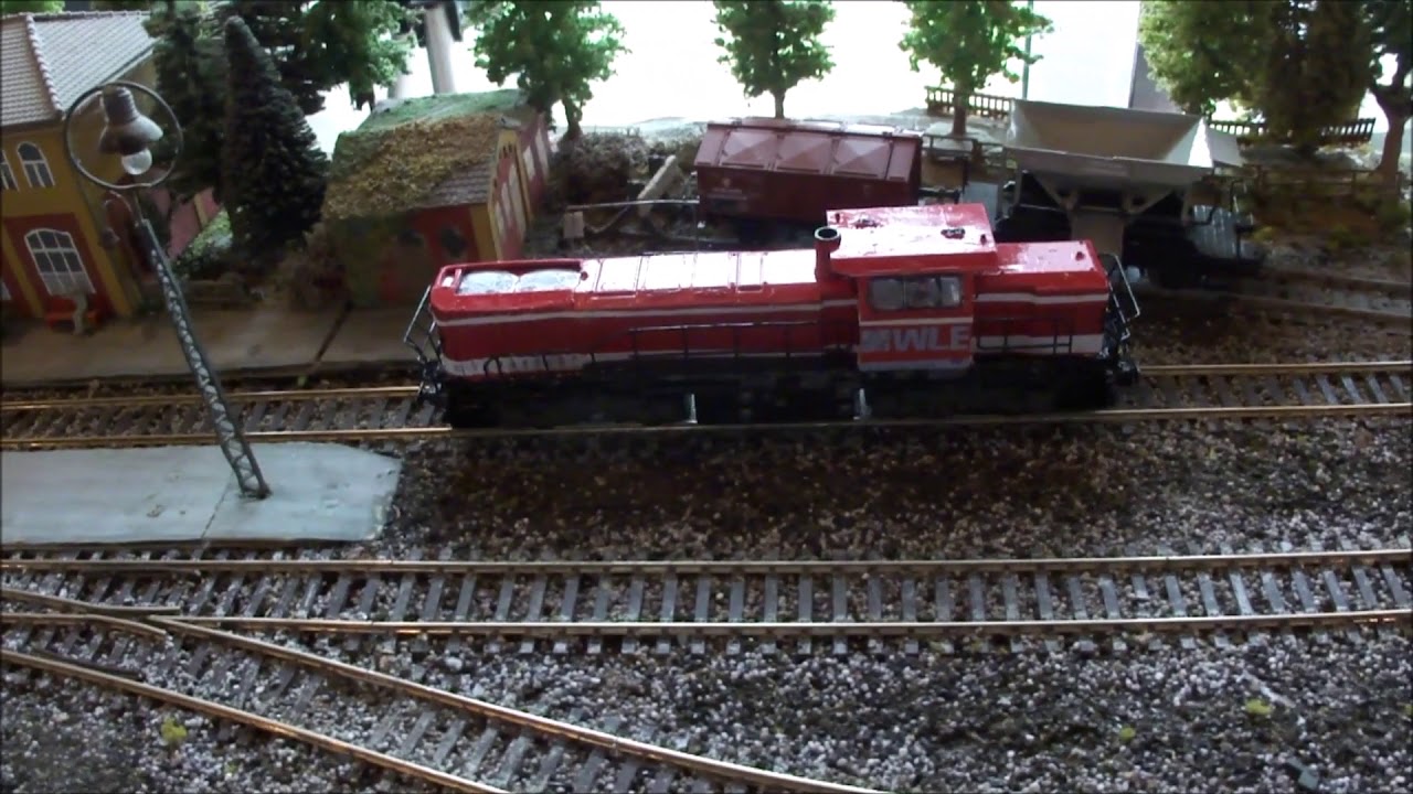 Vossloh DE 18 in Spur H0, hier als WLE 56 im Bf Lippstadt-Nord 6.7.2019 ...