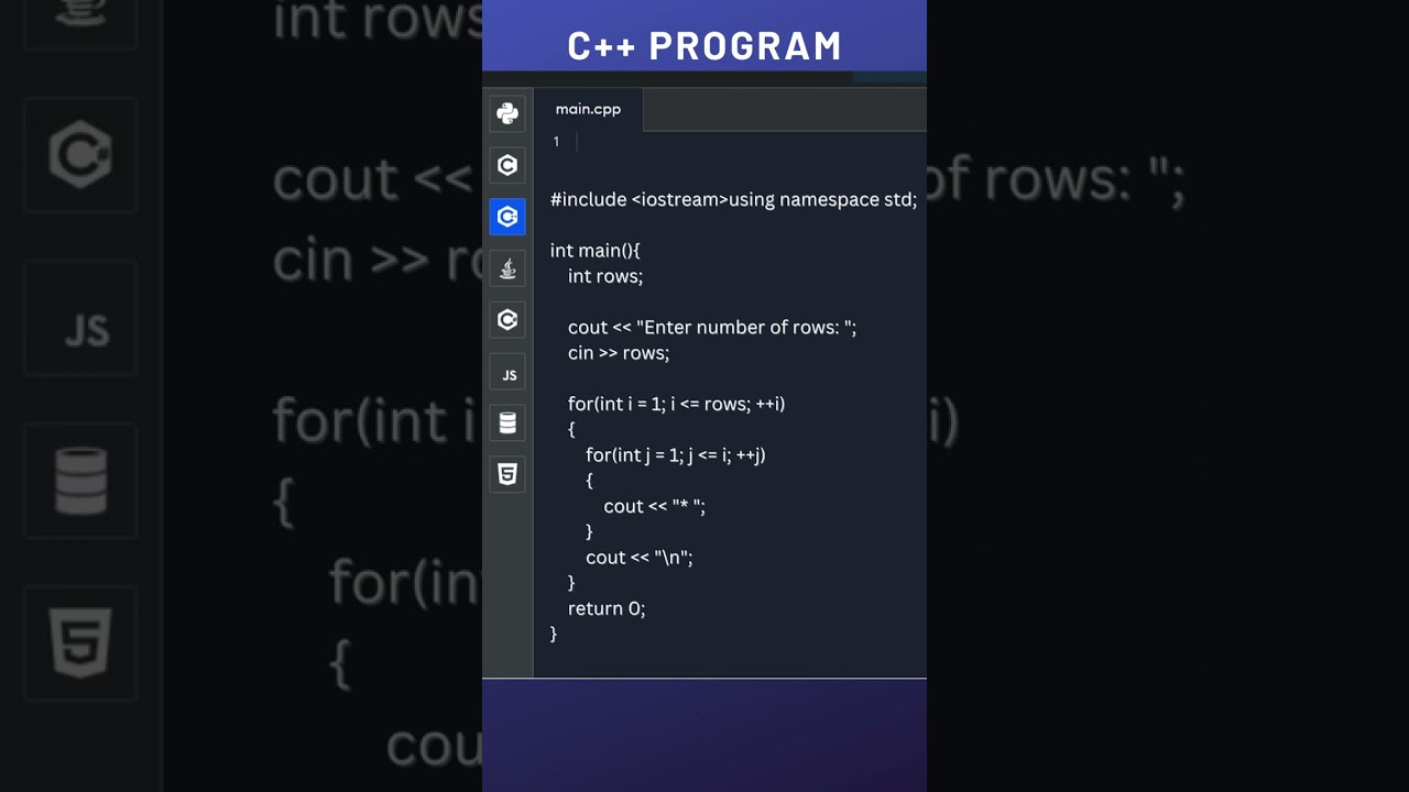 Program To Print Half Pyramid Using Star Pattern In C program2 YouTube Program To Print Half Pyramid Using Star Pattern In C program2 YouTube