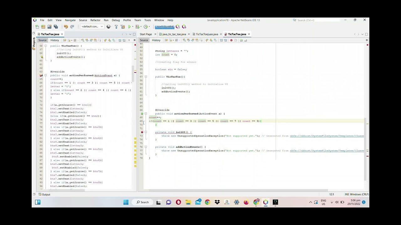 JAVA GAME(TICTACTOE) USING NETBEANS 2022 - YouTube