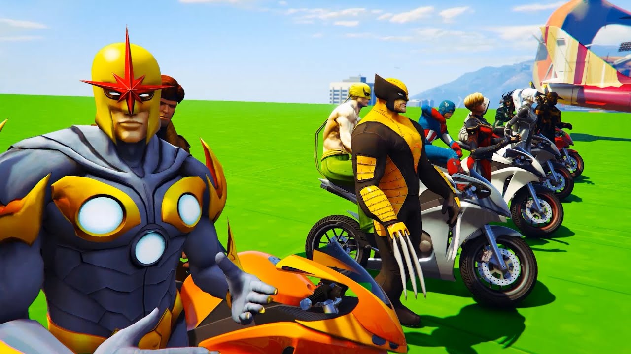 SuperHeroes teams Motorcycle Challenge Spiderman Ironman Venompool ...