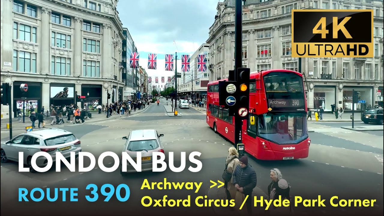 London Bus Ride, Route 390, Double Decker, 4K Virtual Tour - YouTube