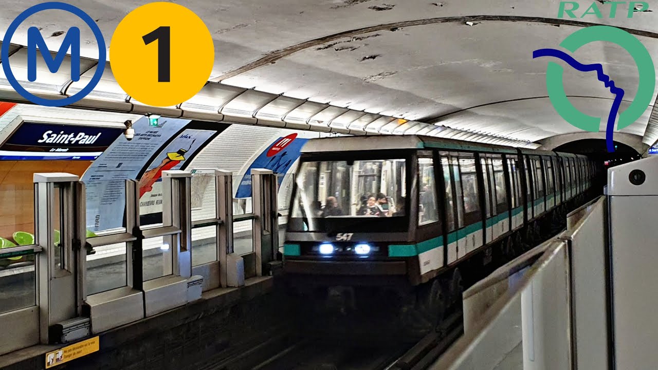 Métro ligne 1 RATP [4K] Du MP05 à Hôtel de Ville,Saint-Paul et Bastille ...