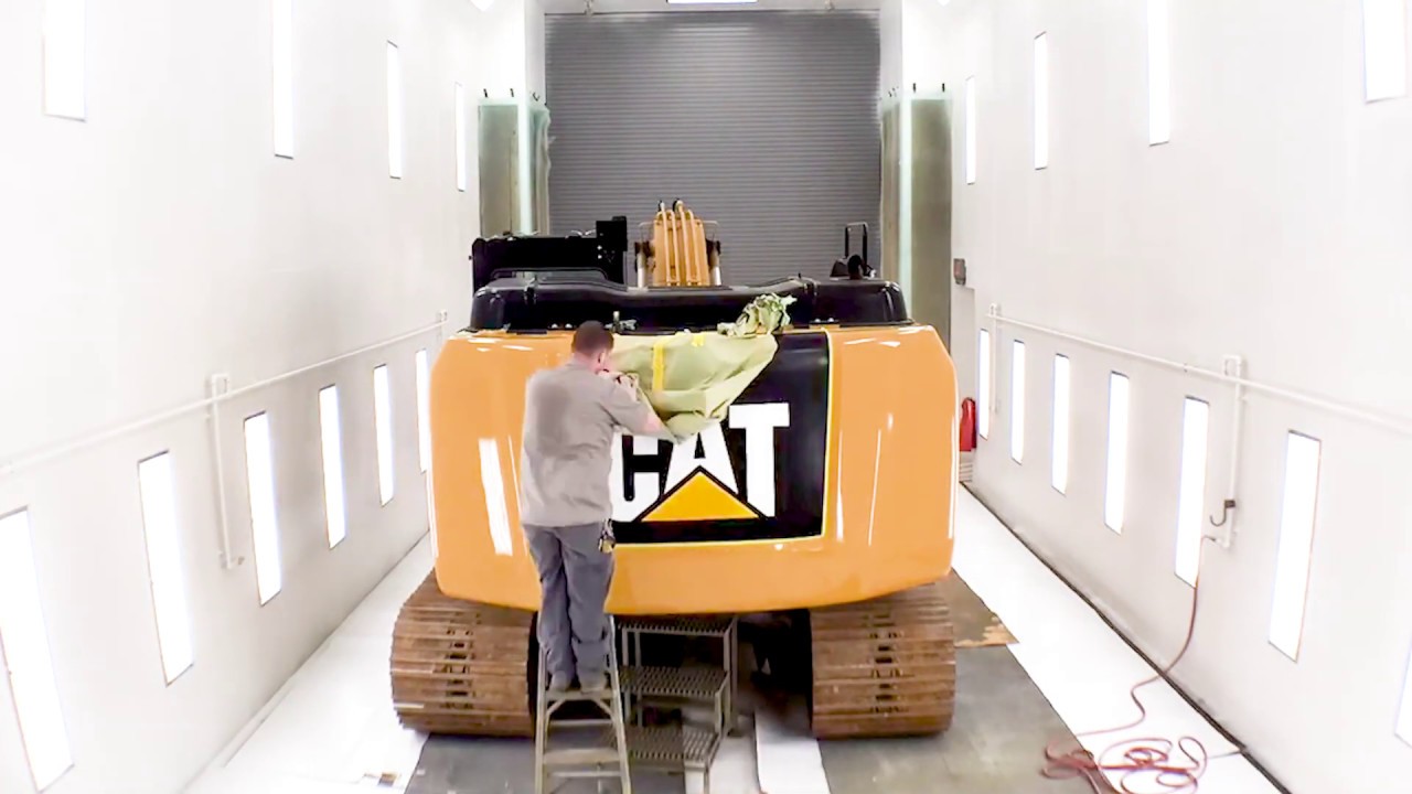 Caterpillar 320F counterweight repair and refinish - YouTube