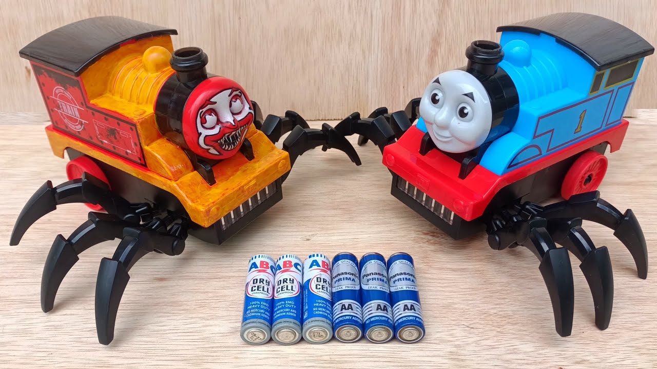 unboxing 2 mainan kereta laba-laba,thomas laba-laba,train monster ...