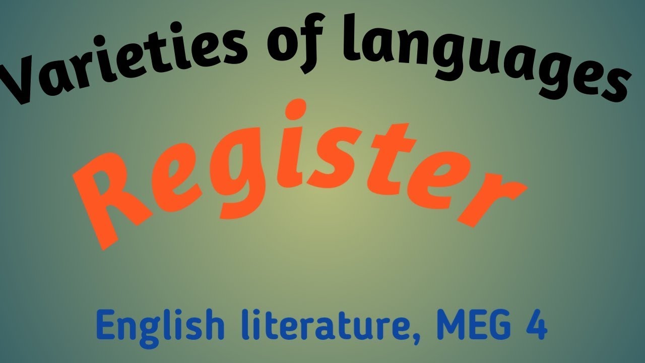 Concept of Register (sociolinguistics) - YouTube