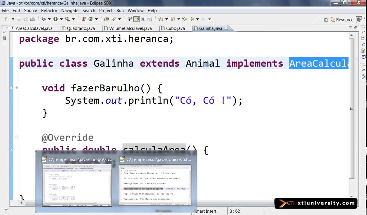 Universidade XTI - JAVA - 052 - Polimorfismo, Interfaces - YouTube