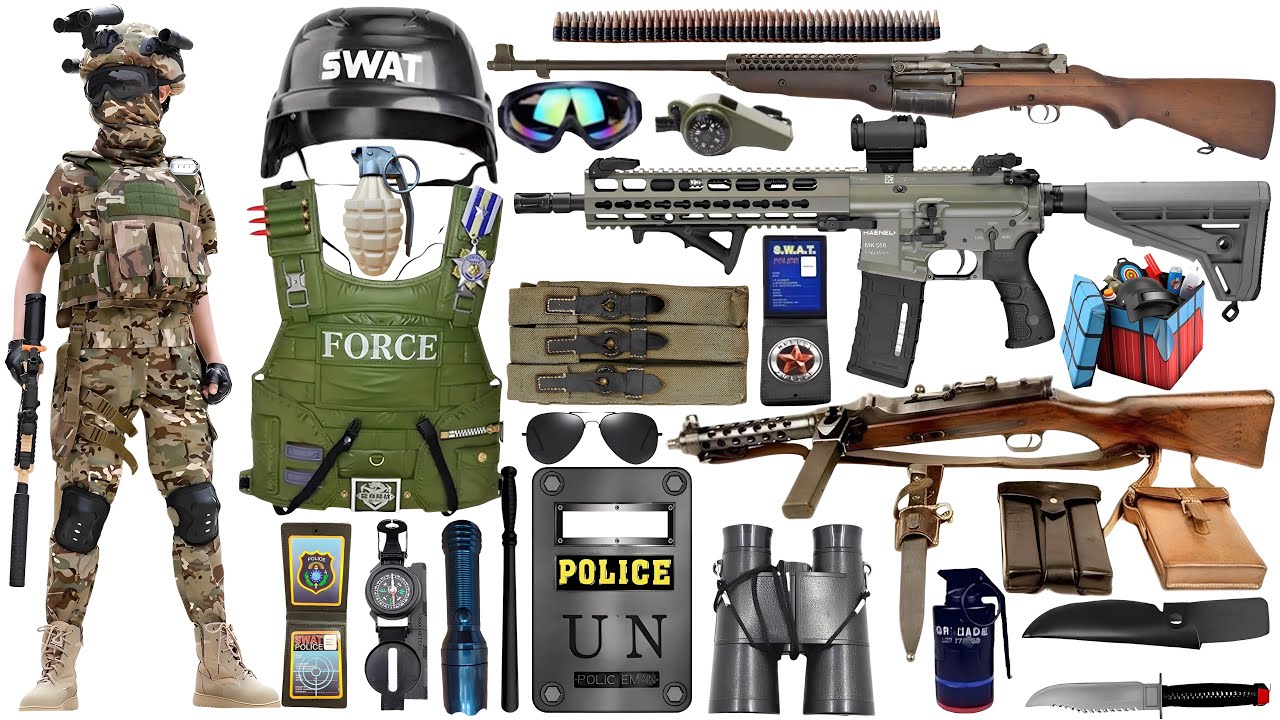 Special police weapon toy set unboxing,Rifles, electric toy guns ...