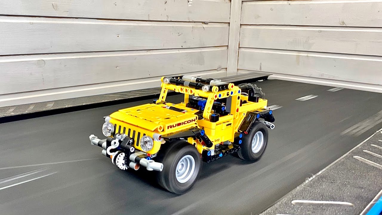 Lego Car Drag Race On Treadmill! Jeep Wrangler Speed Test In GYM - YouTube