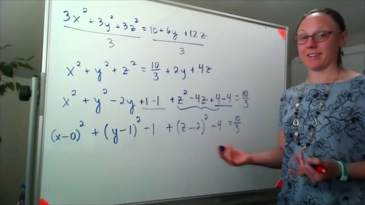 Equations of Spheres: completing the square to find center and radius ...