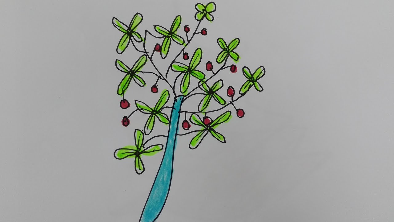 How to draw Sakura tree-draw a cherry blossom tree in pencil-draw a ...