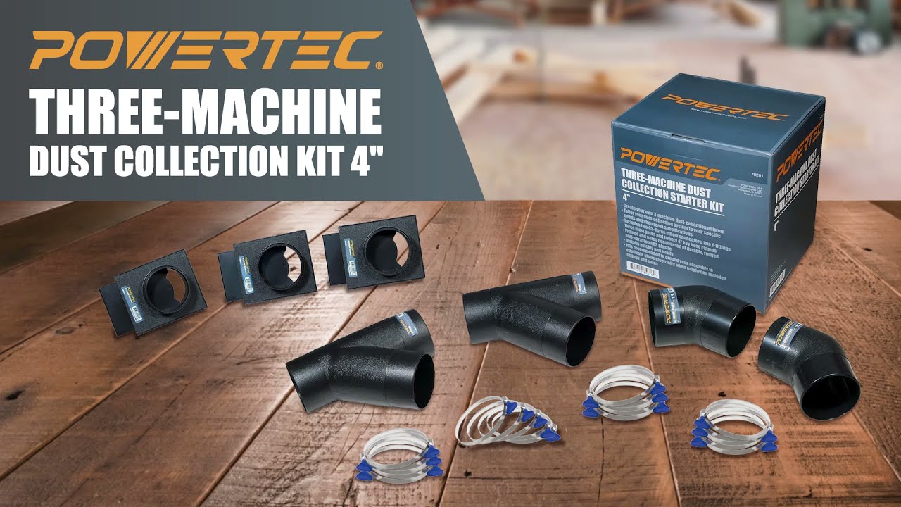 POWERTEC 4-Inch Three-Machine Dust Collection Kit 【70201】 - YouTube