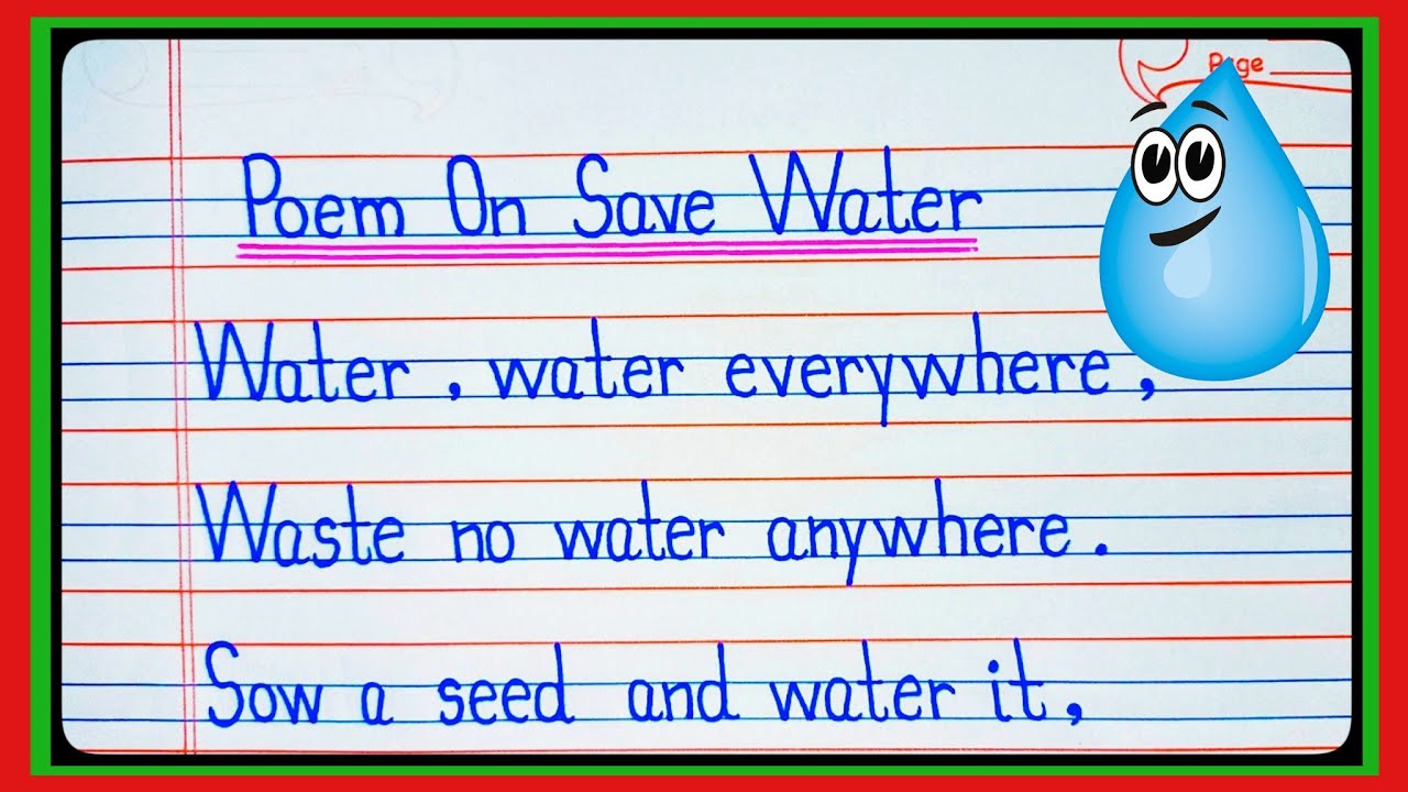 Poem On Save Water In English l जल संरक्षण पर कविता l Save Water Poem l ...