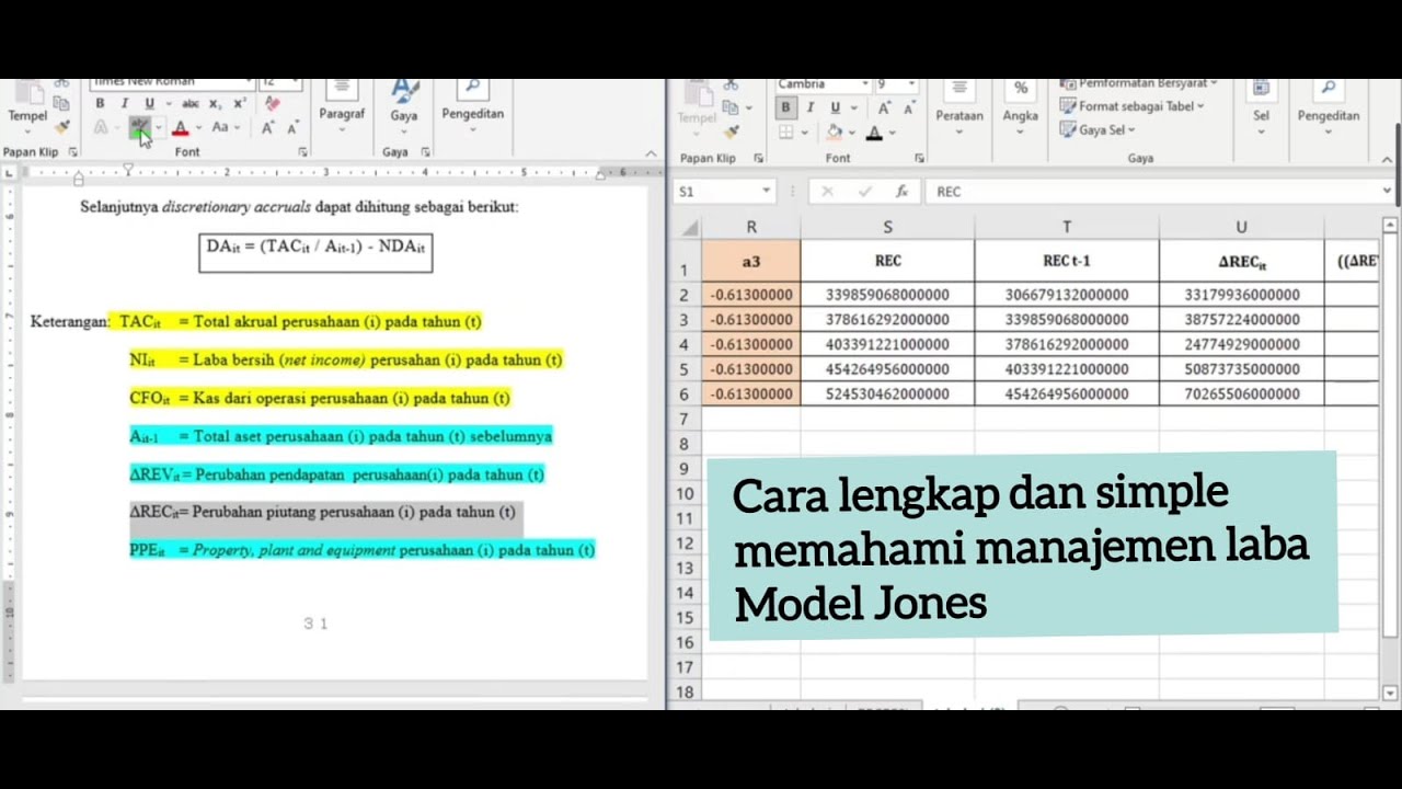 Cara Tabulasi Manajemen Laba Discretionary Accruals The Modified Jones ...