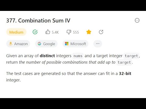 Combination Sum IV | Leetcode Medium | Intuition + Visualization + Code ...